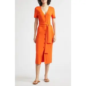 TOCCIN Agnes Tie Front Knit Dress - Flame