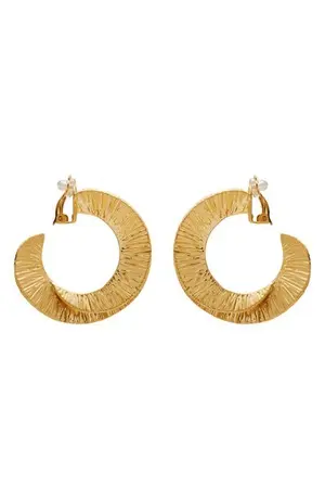 Cult Gaia Cult Gaia Ren Large Clip-On Hoop Earrings Brushed Brass