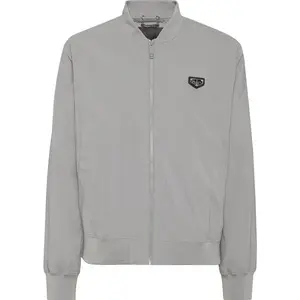 Philipp Plein Nylon Bomber Jacket With Logo Detail - Grey