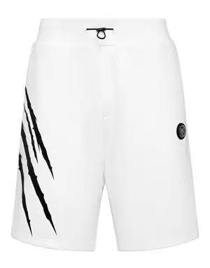 PLEIN SPORT Scratch Graphic Print Shorts - White