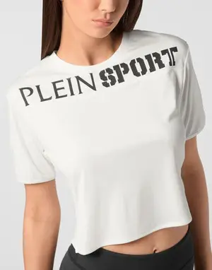 PLEIN SPORT Cropped T-shirt With Bold Logo - White