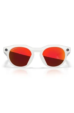 Oakley Gender Inclusive Meta Hstn 51mm Round Glasses - Warm Grey/prizm Ruby