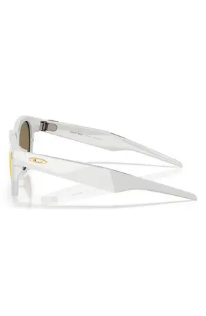 Oakley Gender Inclusive Meta Hstn 51mm Round Glasses - Warm Grey/prizm Ruby