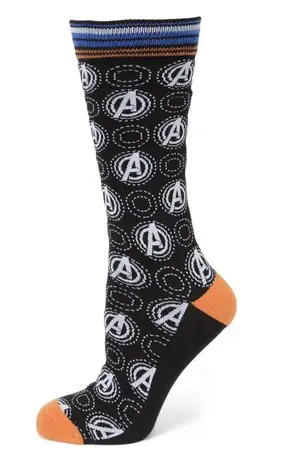 CUFFLINKS, INC. Avengers Themed Crew Socks And Lapel Pin Set