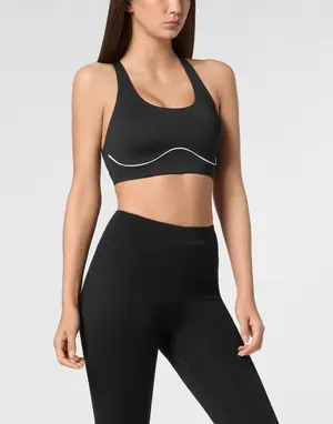 PLEIN SPORT Silky Soft Piping Push Up Bra - Black
