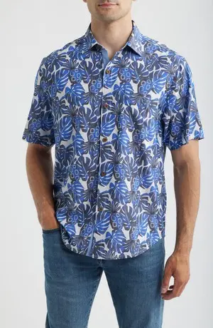 Tommy Bahama Coastal Ease Piña Party Islandzone® Short Sleeve Button-up Shirt - Sandstone Multi