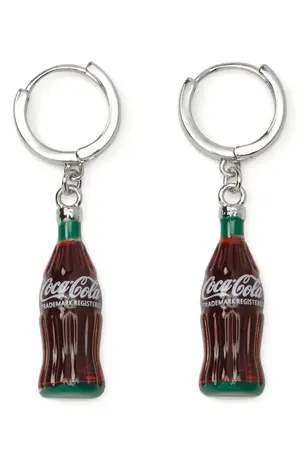 CUFFLINKS, INC. Coca-cola Bottle Charm Hoop Earrings