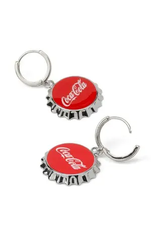 CUFFLINKS, INC. Coca Cola Cap Drop Hoop Earrings
