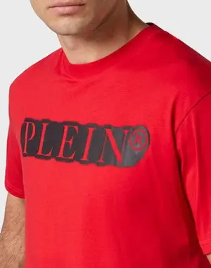 Philipp Plein T-shirt Round Neck Ss Spray Effect Print Tm - Red