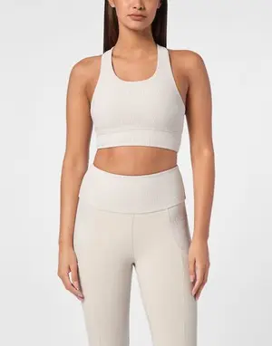 PLEIN SPORT Lycra® Triple Crisscross Strap Jogging Top - Grey