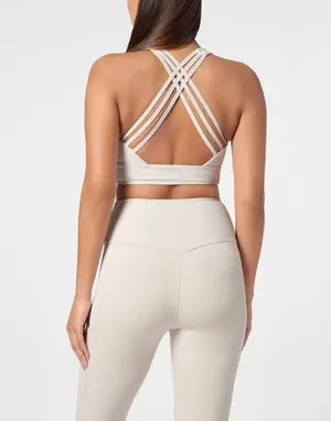 PLEIN SPORT Lycra® Triple Crisscross Strap Jogging Top - Grey