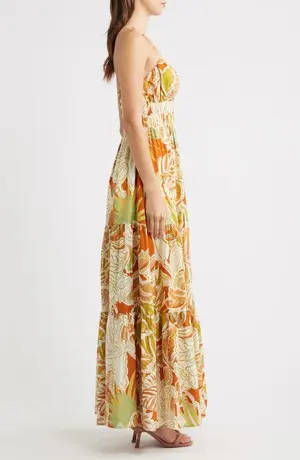 FLYING TOMATO Floral Print Sleeveless Maxi Dress