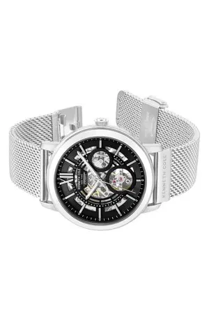 KENNETH COLE Pacific Skeleton Dial Automatic Mesh Strap Watch