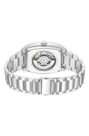 KENNETH COLE Milford Tonneau Open Heart Automatic Bracelet Watch - Silver