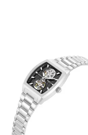 KENNETH COLE Milford Tonneau Open Heart Automatic Bracelet Watch - Silver