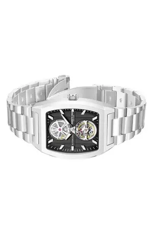 KENNETH COLE Milford Tonneau Open Heart Automatic Bracelet Watch - Silver