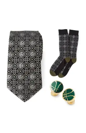 CUFFLINKS, INC. Doctor Strange Silk Tie, Cuff Links, And Crew Socks Set