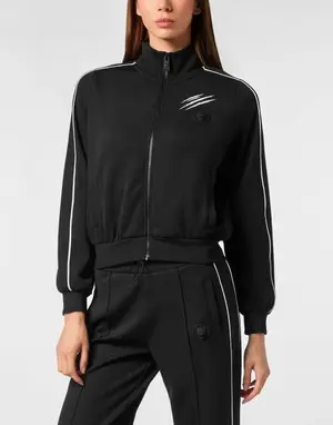 PLEIN SPORT Cropped Zip-up Track Jacket - Black