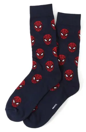 CUFFLINKS, INC. Spider-man Themed Crew Socks And Lapel Pin Set - Black Multi