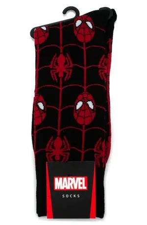 CUFFLINKS, INC. Spider-man Themed Crew Socks And Lapel Pin Set - Black