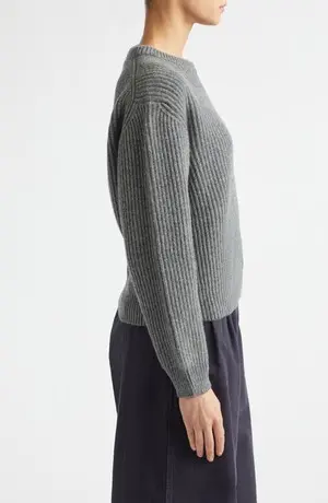 JIL SANDER Cropped Wool Ribbed Sweater - Koala