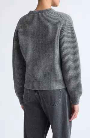 JIL SANDER Cropped Wool Ribbed Sweater - Koala