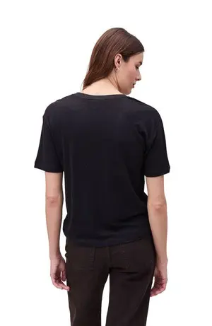 Richer Poorer Linen Jersey V-neck Tee - Black