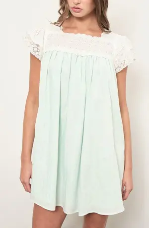 MAUDE CLUB Esme Babydoll Dress With Lace Detailing