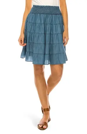 A COLLECTIVE STORY Smocked Waist A-line Skirt - Medium Indigo