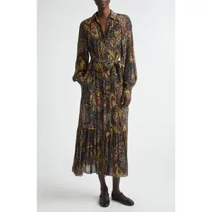 Etro Paisley Print Long Sleeve Shirtdress - Green