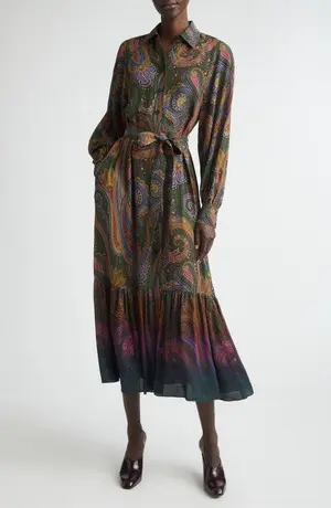 Etro Paisley Print Long Sleeve Shirtdress