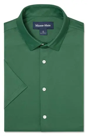 Mizzen+main Halyard Trim Fit Solid Short Sleeve Performance Button-up Shirt