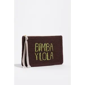 Bimba Y Lola Large Plaited Cotton Handbag - Chocolate