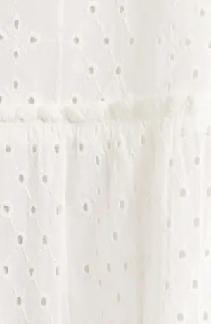 Elan Eyelet Tiered Sleeveless Cover-up Minidress - White
