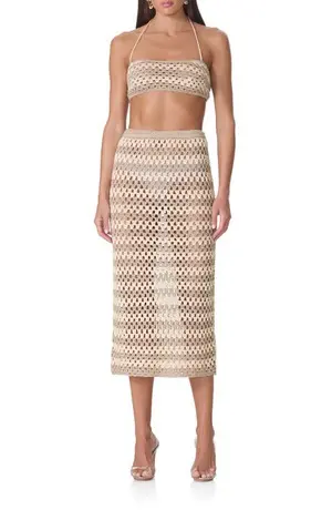 AFRM Natalia Stripe Crochet Maxi Skirt