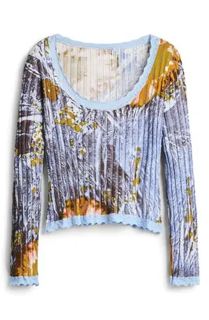 Desigual Abstract Print Rib Knit Top