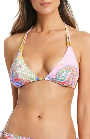 BLEU BY ROD BEATTIE Triangle Bikini Top - Pink Multi