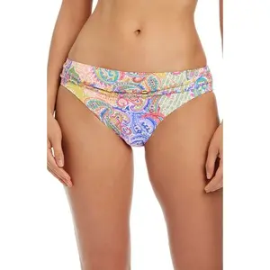 BLEU BY ROD BEATTIE Belted Hipster Bikini Bottoms With Embellished Detail - Pink Multi