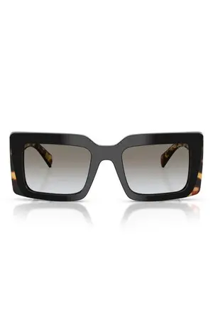 Prada 52mm Rectangular Sunglasses - Black/tortoise/grey