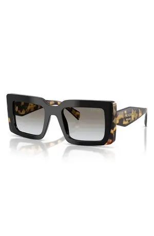 Prada 52mm Rectangular Sunglasses - Black/tortoise/grey