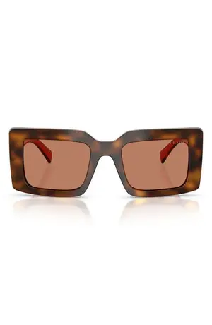 Prada 52mm Rectangular Sunglasses Juniper Tortoise/brown