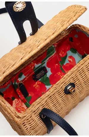 FRANCES VALENTINE Dottie Wicker Basket Bag - Navy