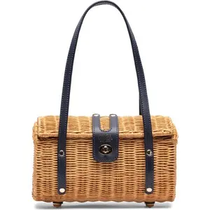 FRANCES VALENTINE Woven Basket Bag - Navy