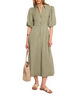 Mint Velvet Utility Zip Midi Shirt Dress - Khaki