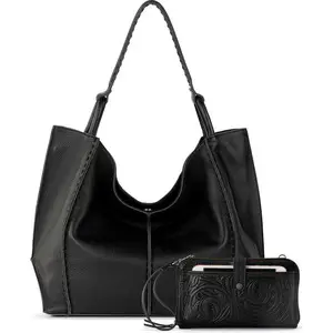 THE SAK Los Feliz Large Tote Leather Bag & Iris Smartphone Bundle Black