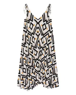Mint Velvet Monaco Geo Print Maxi Dress With V-neckline And Tie Shoulders