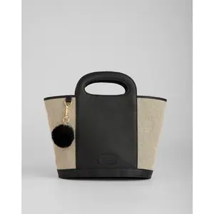 POM POM LONDON Berwick Canvas & Leather Bag - Black