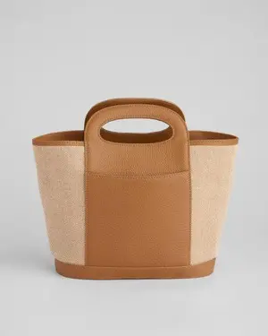 POM POM LONDON Berwick Canvas & Leather Bag - Maple