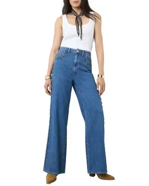 Mint Velvet Swirl Detail Wide Leg Jeans