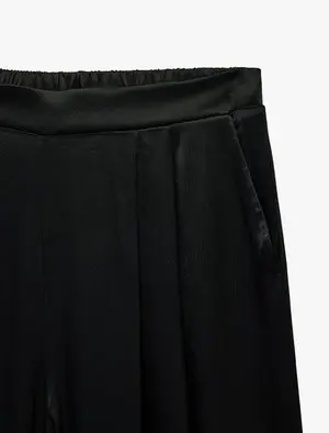 KOTON Wide Leg Satin Trousers With Elastic Waist